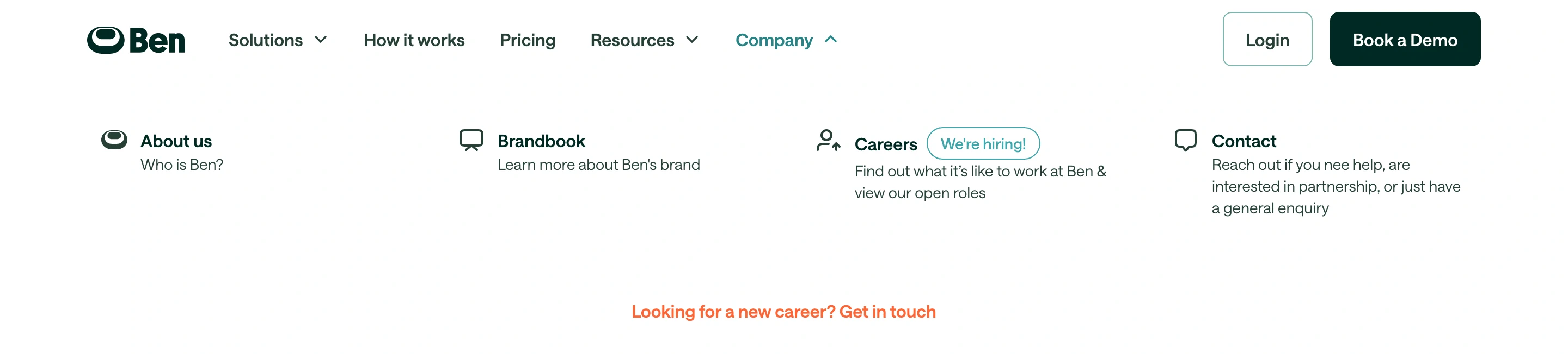 Ben Company Dropdown Menu | Navbar Design Design